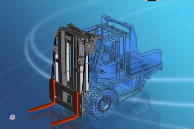 Very special mast configuration: 4-stage lift mast F120 QV with 12 ...