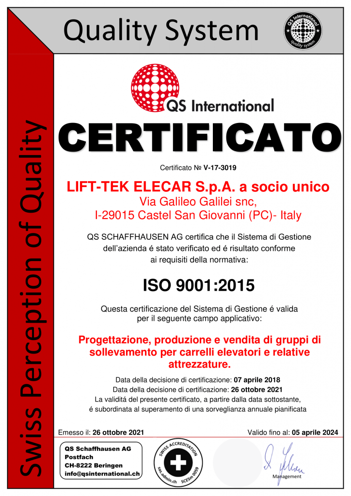 V-17-3019 LIFT TEK Zertifikat, IT, 9001 rev.2021_b-1 | LIFT-TEK ELECAR ...